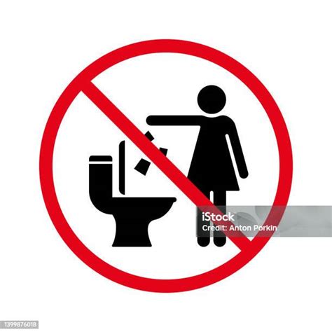 화장실 실루엣 표지판에 쓰레기와 종이를 던지지 마십시오 깨끗한 기호를 유지하십시오 화장실 경고 아이콘에 쓰레기를 버리지 마십시오 금지 된 드롭 쓰레기 픽토그램 격리된 벡터