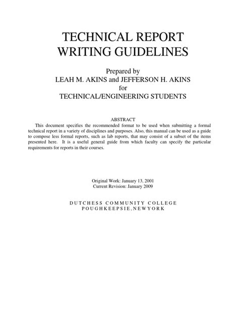 Technical Report Writing Guidelines Pdf Citation Apa Style