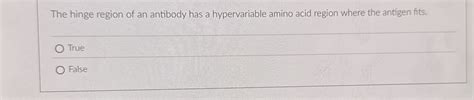 Solved The Hinge Region Of An Antibody Has A Hypervariable