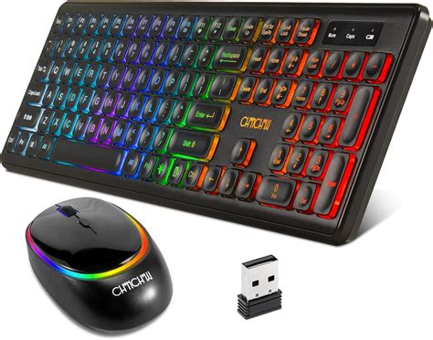 Amazon Com Wireless Keyboard And Mouse CHONCHOW Rechargeable LED Combo RGB Backlit Keypad
