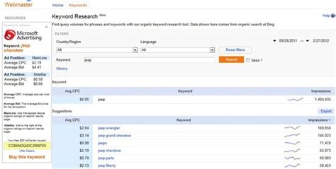 Bing Keyword Research Tool Webmaster Tools Api And Testing New Design