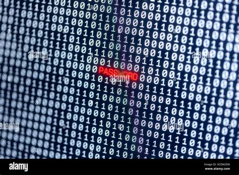 Password Symbol In Red Between Data Binary Code Password Symbol In