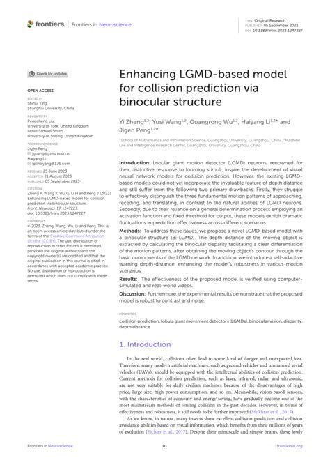 Pdf Enhancing Lgmd Based Model For Collision Prediction Via Binocular