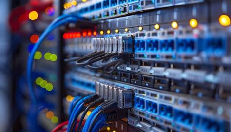 Glowing Cables And Blinking Lights Of A Server Rack In A Data Center Premium Ai Generated Image