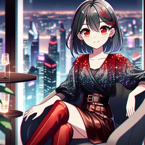 Anime Girl Grey Hair Red Eyes Fanart