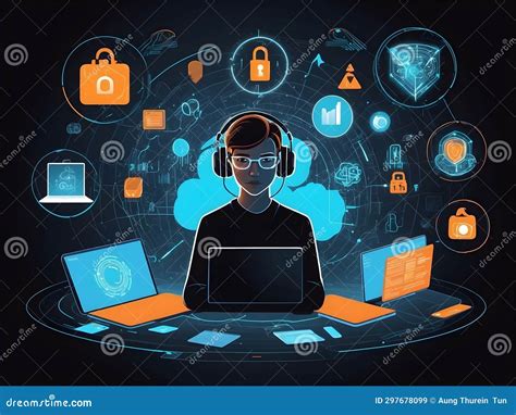 Protecting Data Privacy In Digital World Stock Illustration