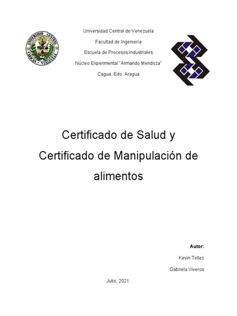 Certificados De Salud Y Manipulación De Alimentos Pdf Seguridad