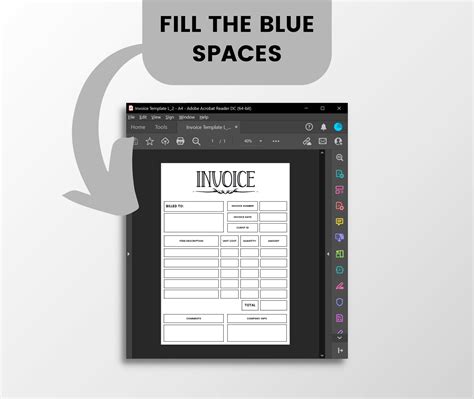 Invoice Template PDF Business Invoice Editable And Printable Invoice Invoice Form Etsy