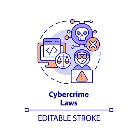 2d Thin Linear Icon Cybercrime Laws Concept Stock Vector Illustration Of Defamation Linear