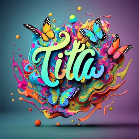 Tita Name Art With Colorful Butterflies New Names