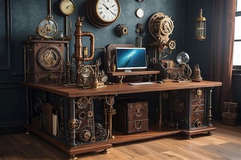 Premium Photo Victorian Steampunk Desk Setup