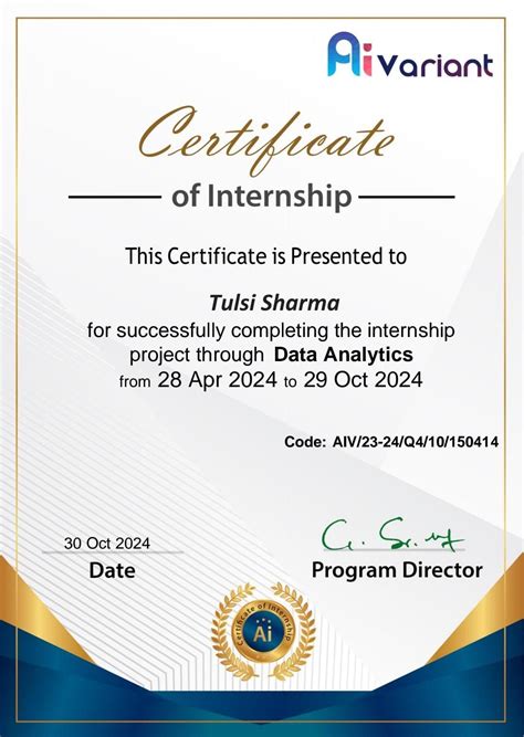 Dataanalytics Internship Excel Powerbi Tableau Sql Aivariant