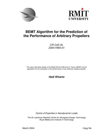 Bemt Algorithm For The Prediction Of The Performance Of Arbitrary