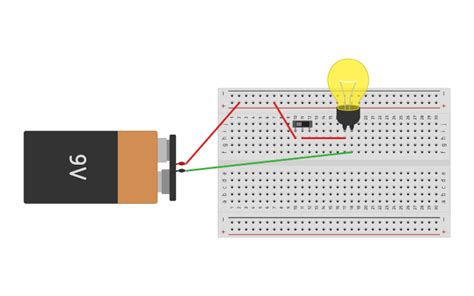 circuit design lampara placa protoboard tinkercad