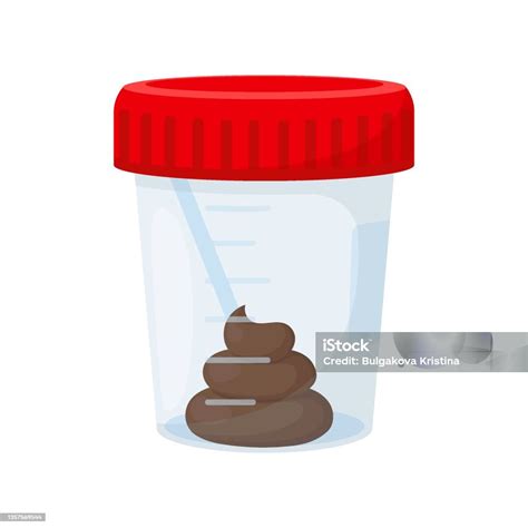 대변 분석 흰색 배경에 격리 된 대변 샘플용 플라스틱 용기 만화 스타일의 벡터 일러스트레이션 배설물에 대한 스톡 벡터 아트 및
