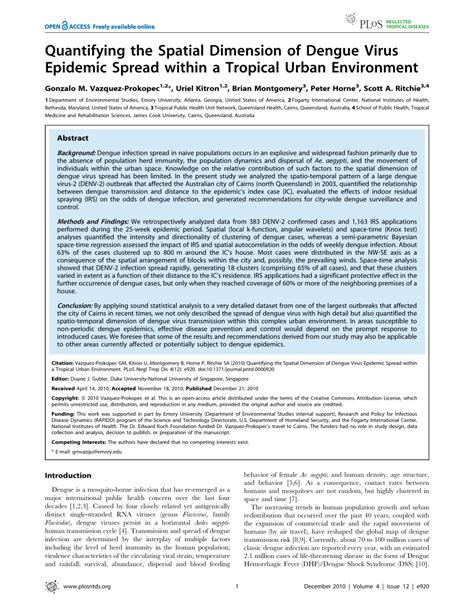 Pdf Quantifying The Spatial Dimension Of Dengue Virus Epidemic Spread