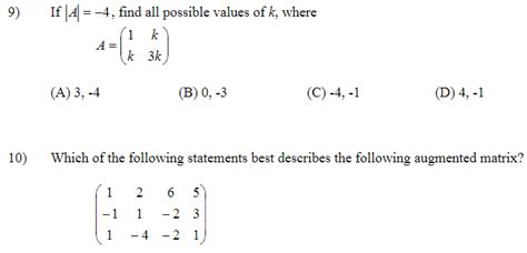solved 9 if ∣a∣ −4 find all possible values of k where