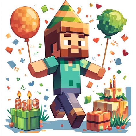 Minecraft Birthday Clipart Bundle 5 Png Minecraft Birthday Svg
