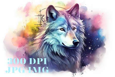 Dreamy Rainbow Wolf 177 Graphic By Whimsy Girl · Creative Fabrica