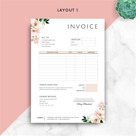 Invoice Template For Word Invoice Template Editable Etsy