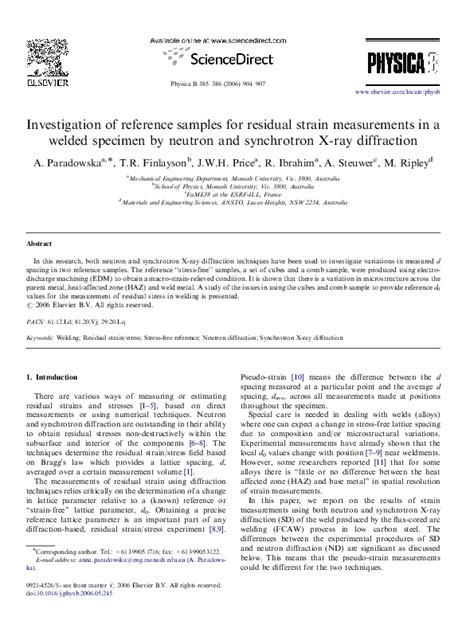 Pdf Investigation Of Reference Samples For Residual Strain Measurements In A Welded Specimen