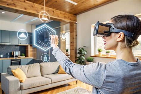 Person Using Augmented Reality Glasses To Control A Smart Home Premium Ai Generated Image