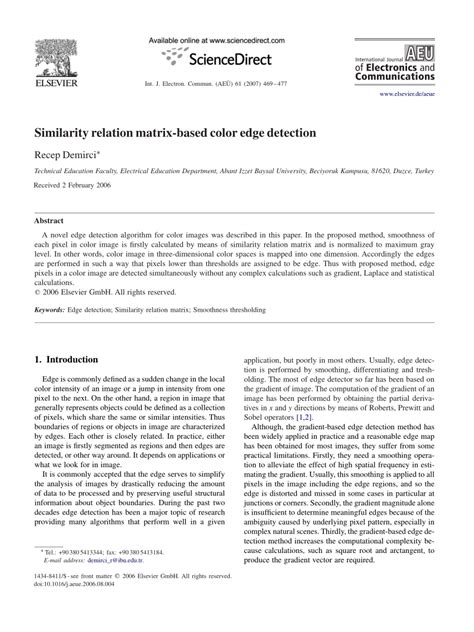 Pdf Similarity Relation Matrix Based Color Edge Detection