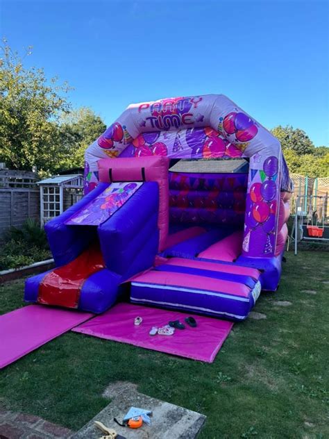 Pink Party Time Bouncy Castle With Slide Yma Bouncy Castle
