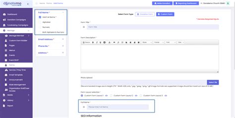 Overview Of Custom Form Builder Donatemo Support