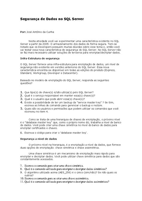 atividade 1 2o bimestre seguranca de dados no sql server segurança
