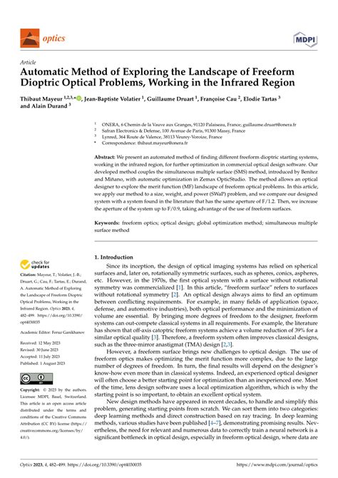 Pdf Automatic Method Of Exploring The Landscape Of Freeform Dioptric Optical Problems Working