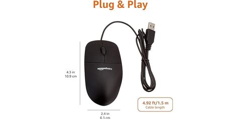 Amazon Basics 3 Button Wired Usb Mouse