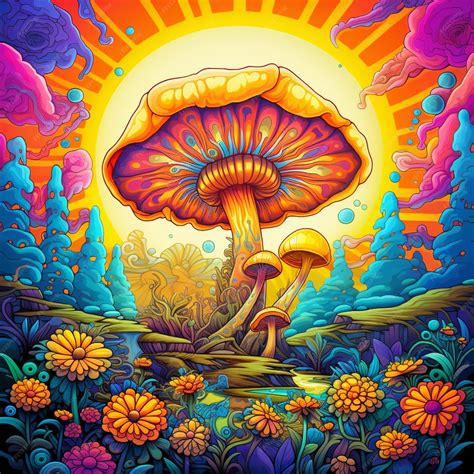 Psychedelic Mushroom Art By Artist Mark Roberts Generative Ai Premium