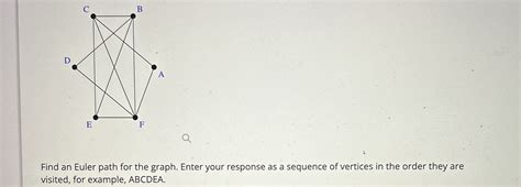 Solved Find An Euler Path For The Graph Enter Your Response