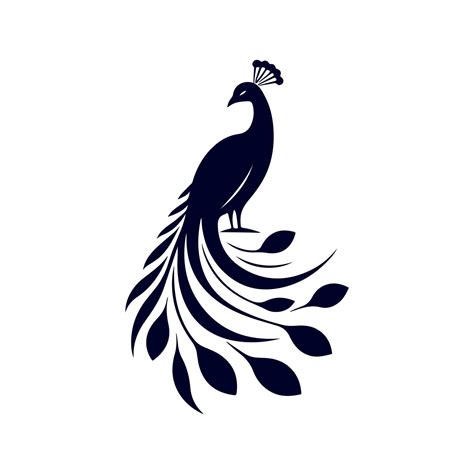 Peacock Silhouette Clip Art Isolated Illustration On White Background