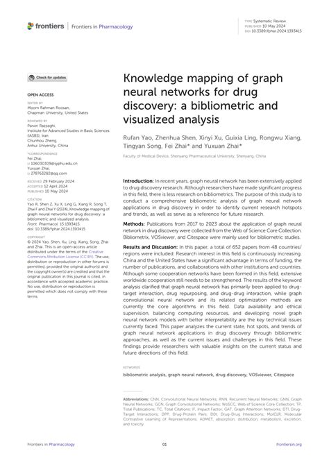 Pdf Knowledge Mapping Of Graph Neural Networks For Drug Discovery A