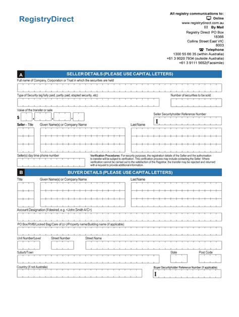 Fillable Online Standard Transfer Form Registry Direct Fax Email Print Pdffiller