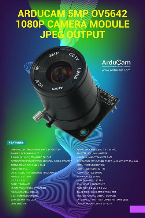 Arducam 5mp Ov5642 Camera Module With Cs Mount Lens Smartphone Lens