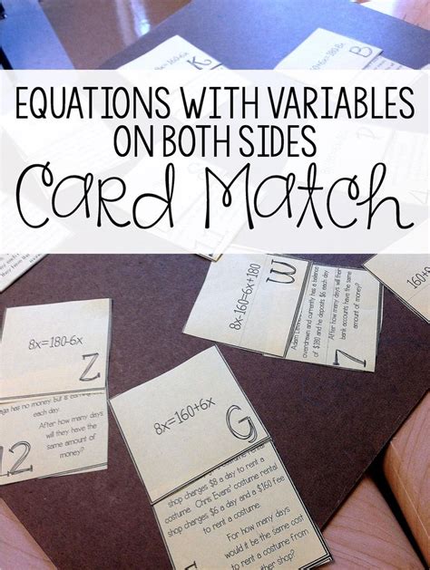 Equations With Variables On Both Sides Word Problem Matching Cards