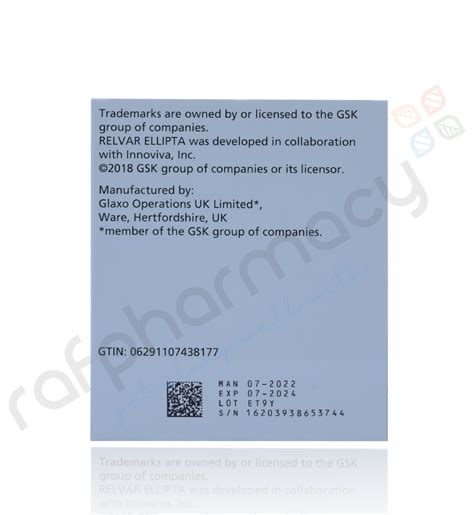 Relvar Ellipta 10025 Mcg Inhaler 30 Dose1s Raf Pharmacy