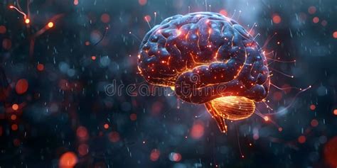 Illuminated Brain Showcasing Complex Cognitive Processes in Darkness. Concept Cognitive ...