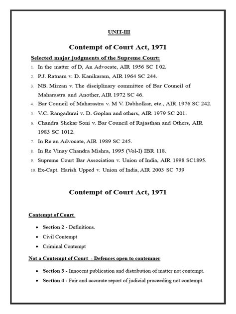 Unit Iii Notes Pdf Contempt Of Court Criminal Law