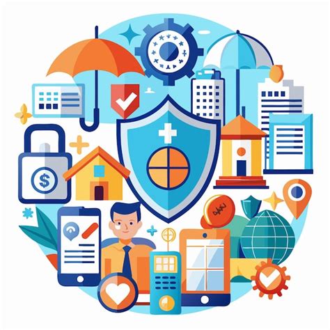 Colorful Flat Design Concept Of Protection And Security Premium Ai