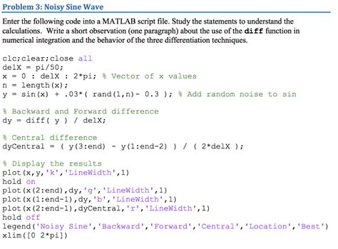 Solved Problem 3 Noisy Sine Wa Enter The Following Code