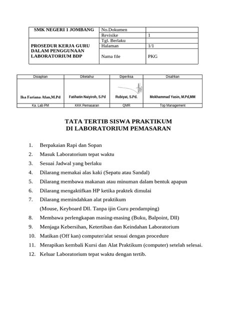 Tata Tertib Lab Bdp Pdf