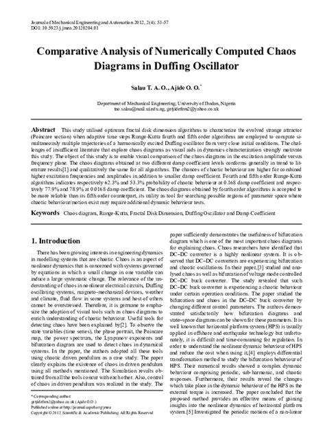 Pdf Comparative Analysis Of Numerically Computed Chaos Diagrams In Duffing Oscillator