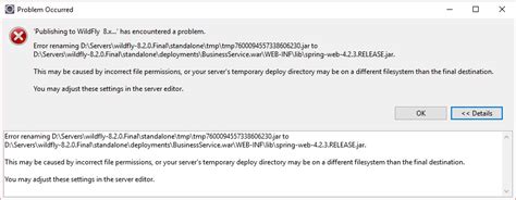 Eclipse JBossEAP Wildfly Error Renaming Temporary File Stack Overflow