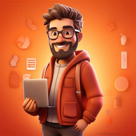3d cartoon character of programmer premium ai generated image