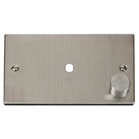 Click VPSS185 MiniGrid Stainless Steel 1 Gang 1000W Max 1 Aperture Deco Unfurnished Dimmer Plate