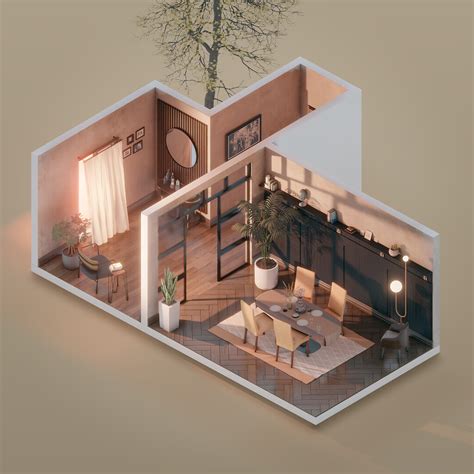 Isometric Room Dining Finished Projects Blender Artists Community